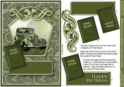 Classic Green Car in a Frame Decoupage - CUP247379_422 | Craftsuprint