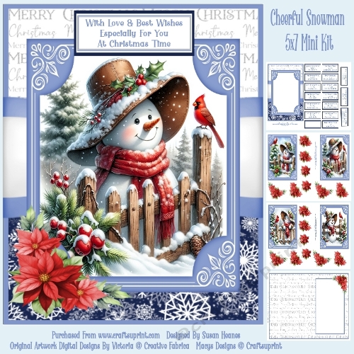 Cheerful Snowman - 5x7 Mini Kit - CUP1418200_846 | Craftsuprint