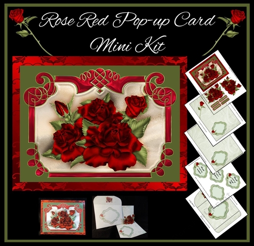 Rose Red Pop up Card Mini Kit - CUP879878_2153 | Craftsuprint