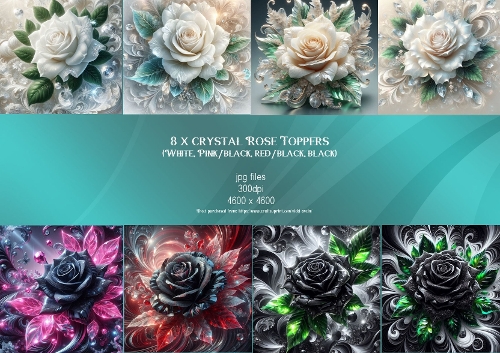 Crystal Roses. (White and Black) - CUP1423338_543 | Craftsuprint