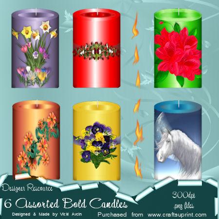 6 Bold Colour Candles Designer Rescource - CUP62374_543 | Craftsuprint