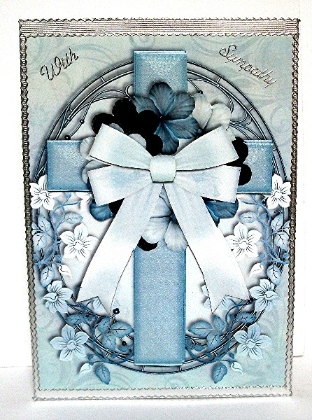 Oval Cross in Blue Decoupage - CUP249463_442 | Craftsuprint