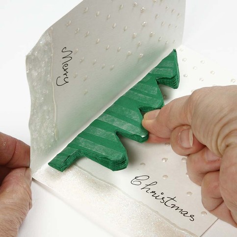 A Christmas Card with a Christmas Tree made from Concertina Paper