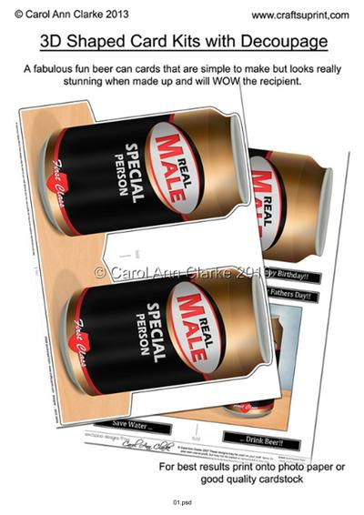 fabulous fun beer can Shaped cards Tutorial