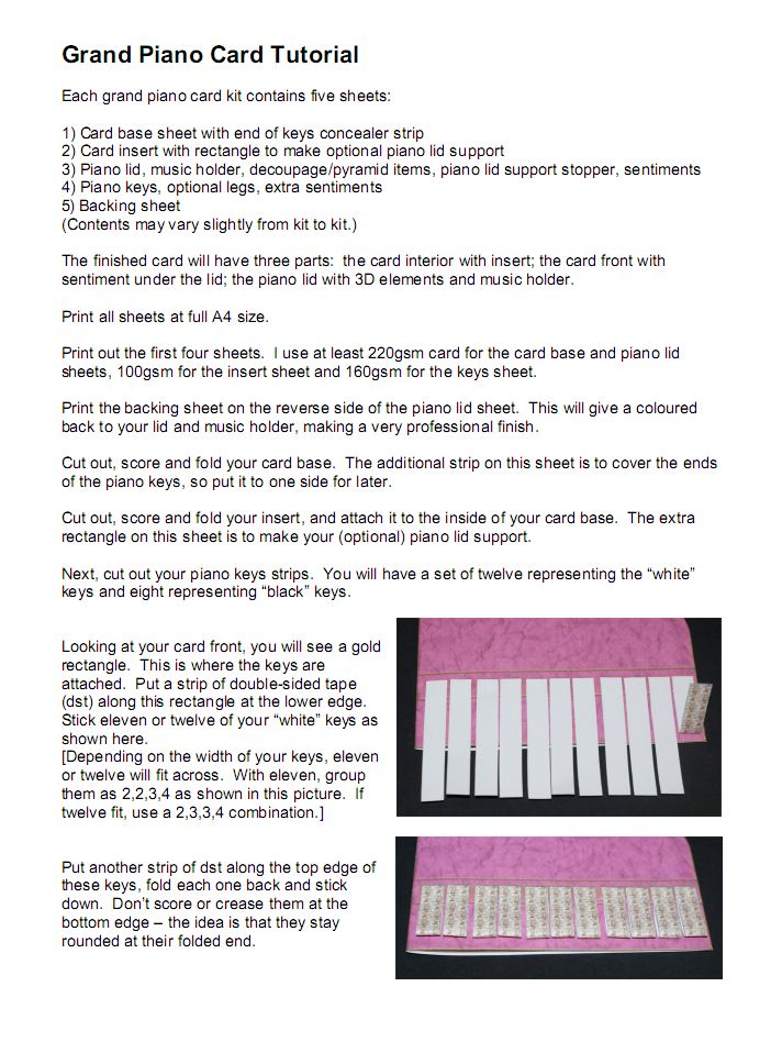 Pink Sparkle Grand Piano Card Kit - CUP301999_994 | Craftsuprint